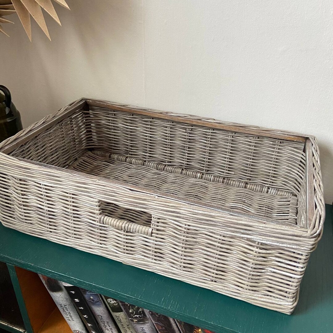 Long Wicker Basket. Brown Storage Basket. Rectangular Basket. - Etsy