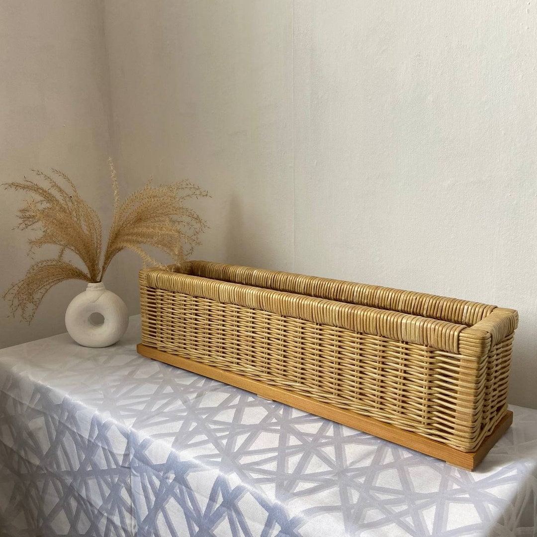 Long Wicker Basket. Brown Storage Basket. Rectangular Basket. - Etsy