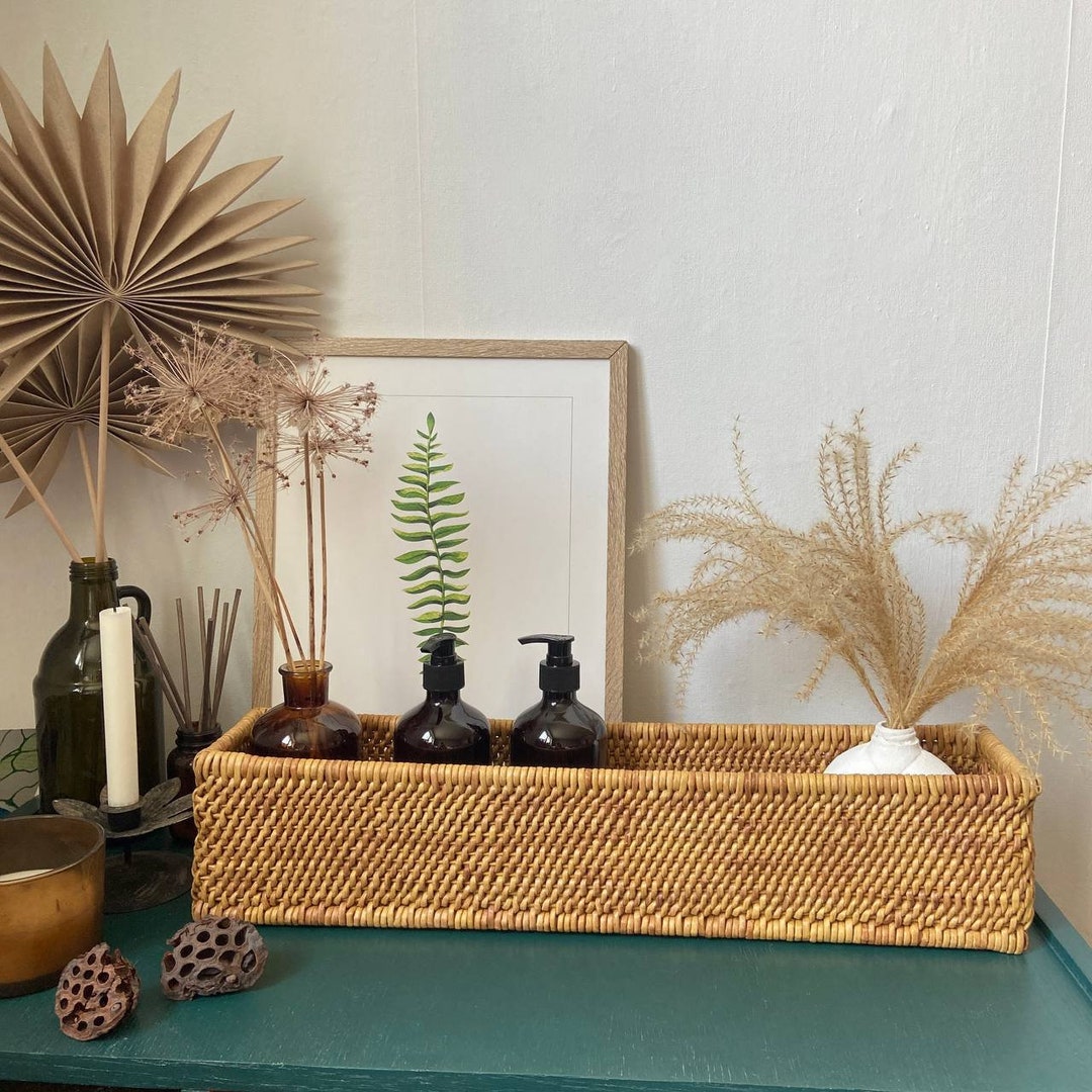 Long Wicker Basket. Brown Storage Basket. Rectangular Basket. - Etsy