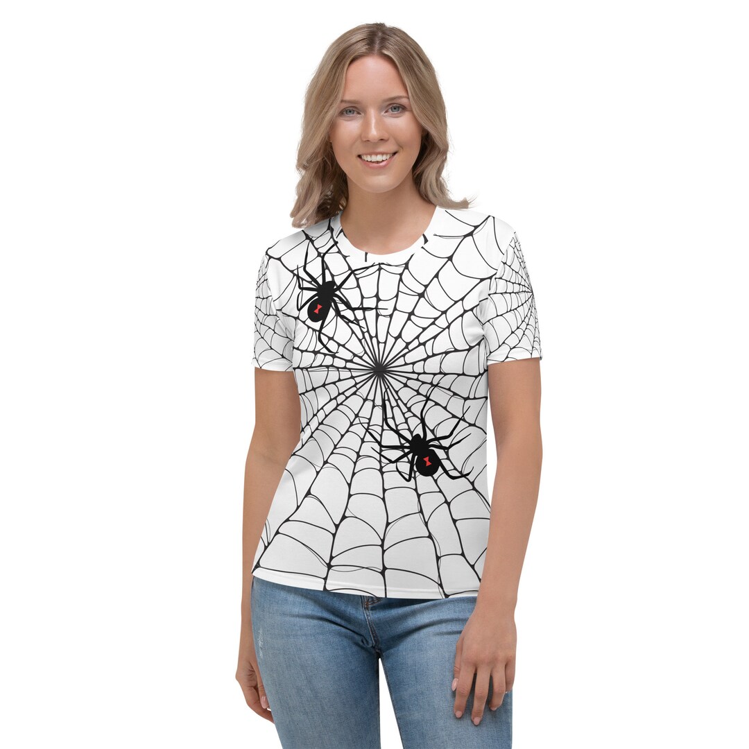 Black Widow Spiders Climbing Web Women's T-shirt white - Etsy