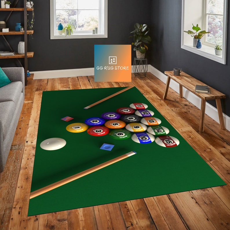 Billiards Rug, Game Rug, Salon Rug, Play Mat, Salon Decor, Billiards ...