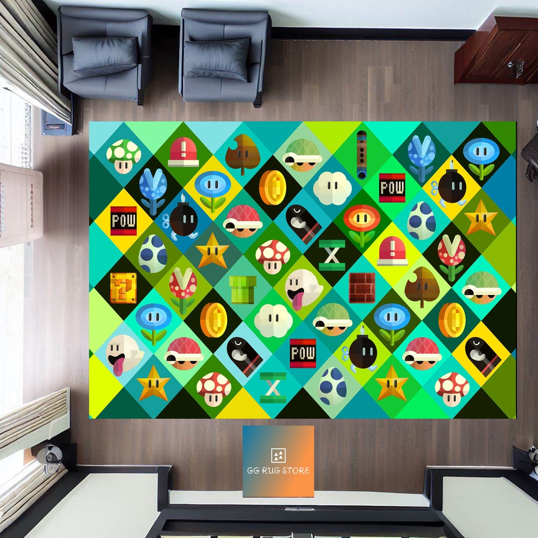 Game Rug, Gamer Rug, Game Room Rug, Retro Game Rug, Game Icon Rug ...