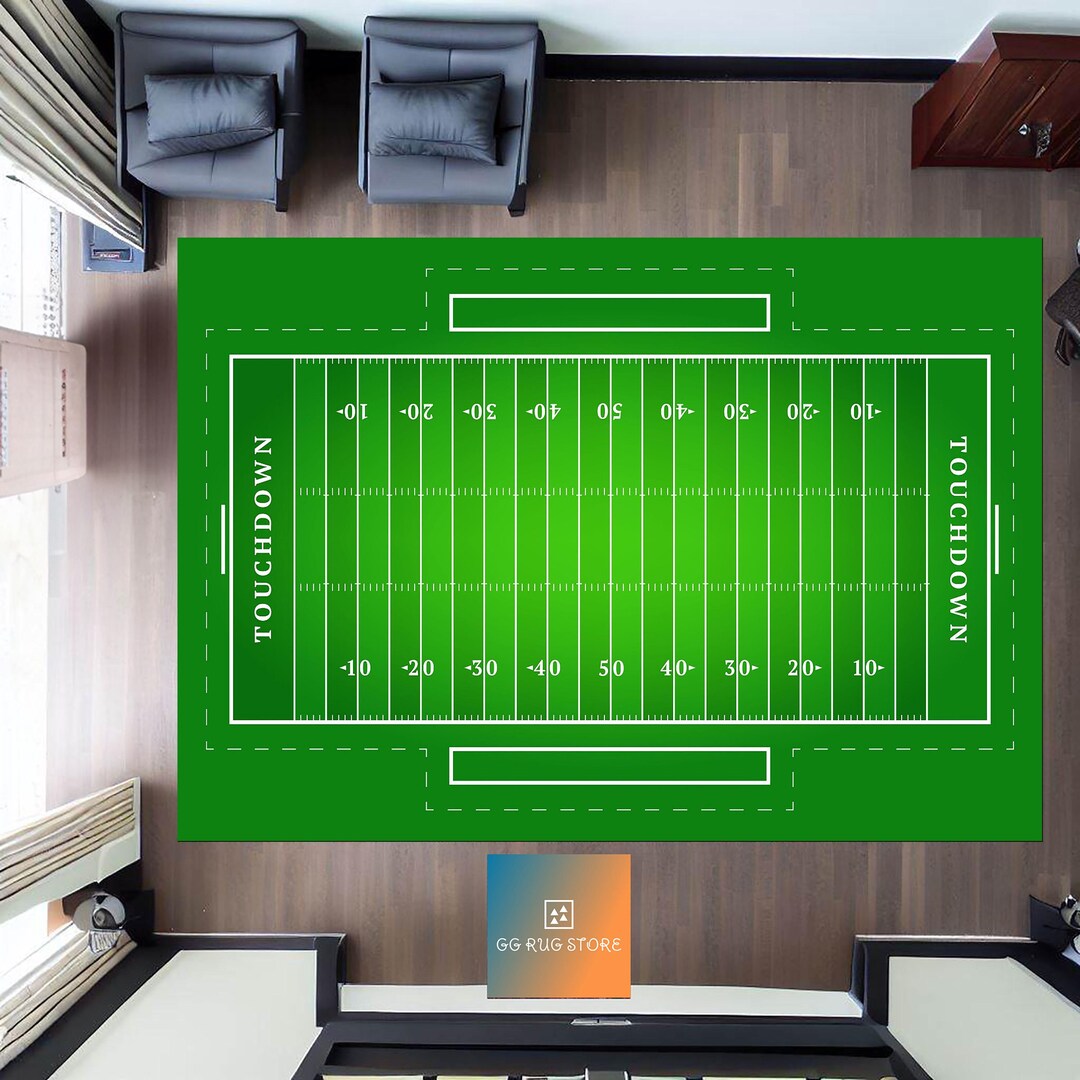 Football Field Rug, Green Turf Design, Perfect for Sports Fans, Adds a ...