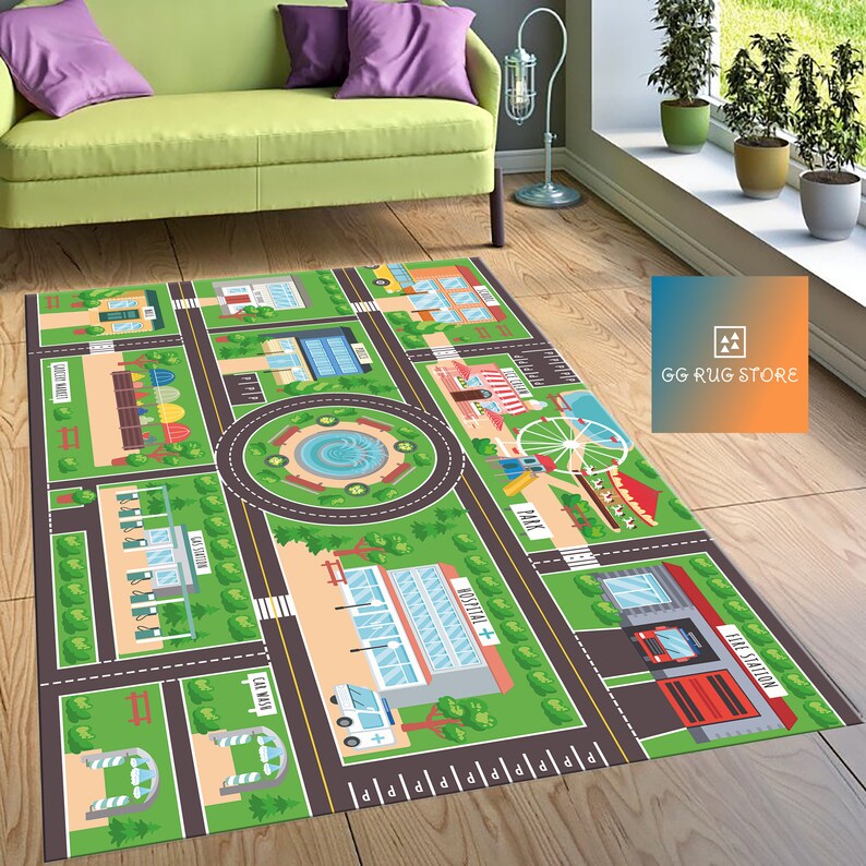 Kids Roads Play Mat Interactive Play Time Mat Girls Boys Bedroom ...