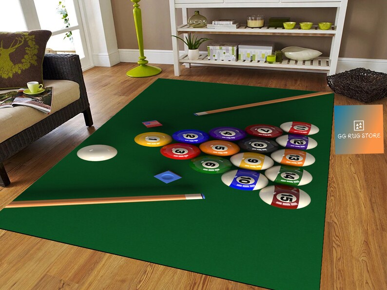 Billiards Rug, Game Rug, Salon Rug, Play Mat, Salon Decor, Billiards ...