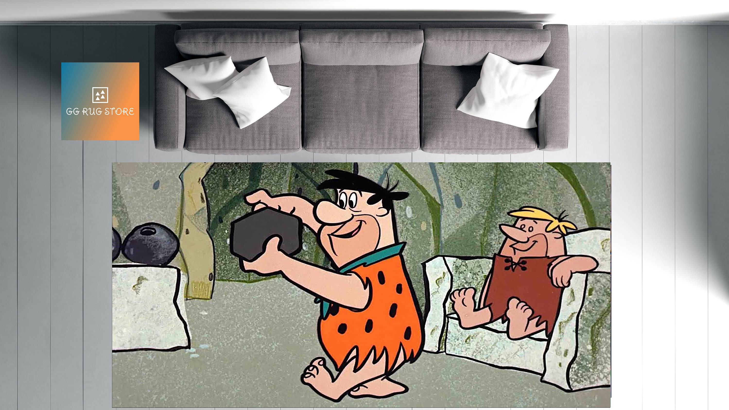 Flintstone Rug, Fred and Wilma, Flintstones Cartoon Rug, 90's Cartoons ...
