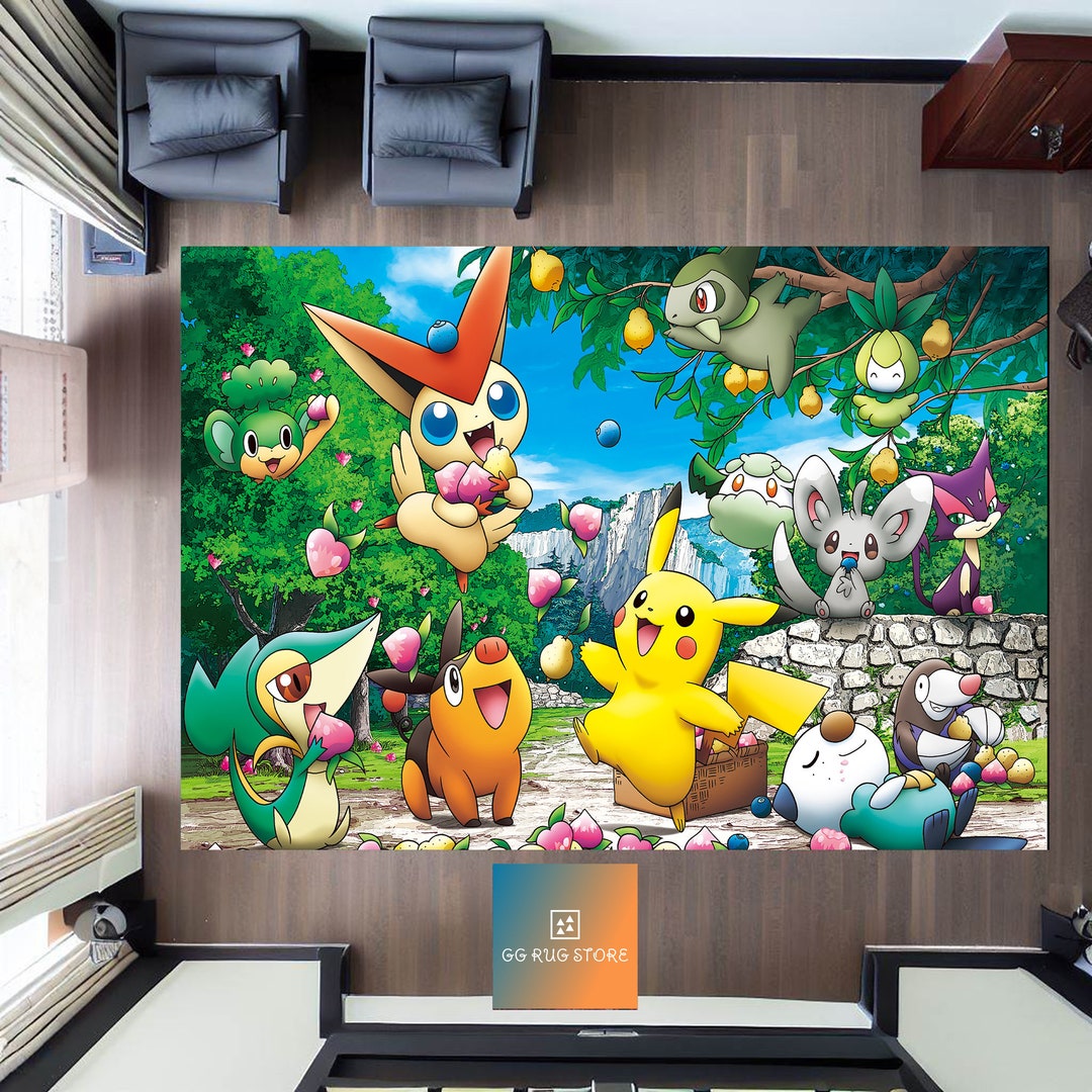 Retro Rug, Pokemon Rug, Home Print, Birthday Gift, Kids Room Decor ...