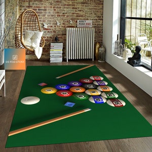 Billiards Rug, Game Rug, Salon Rug, Play Mat, Salon Decor, Billiards ...