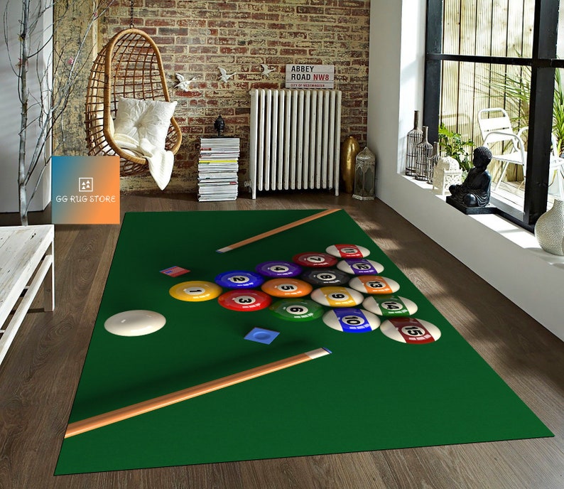 Billiards Rug, Game Rug, Salon Rug, Play Mat, Salon Decor, Billiards ...