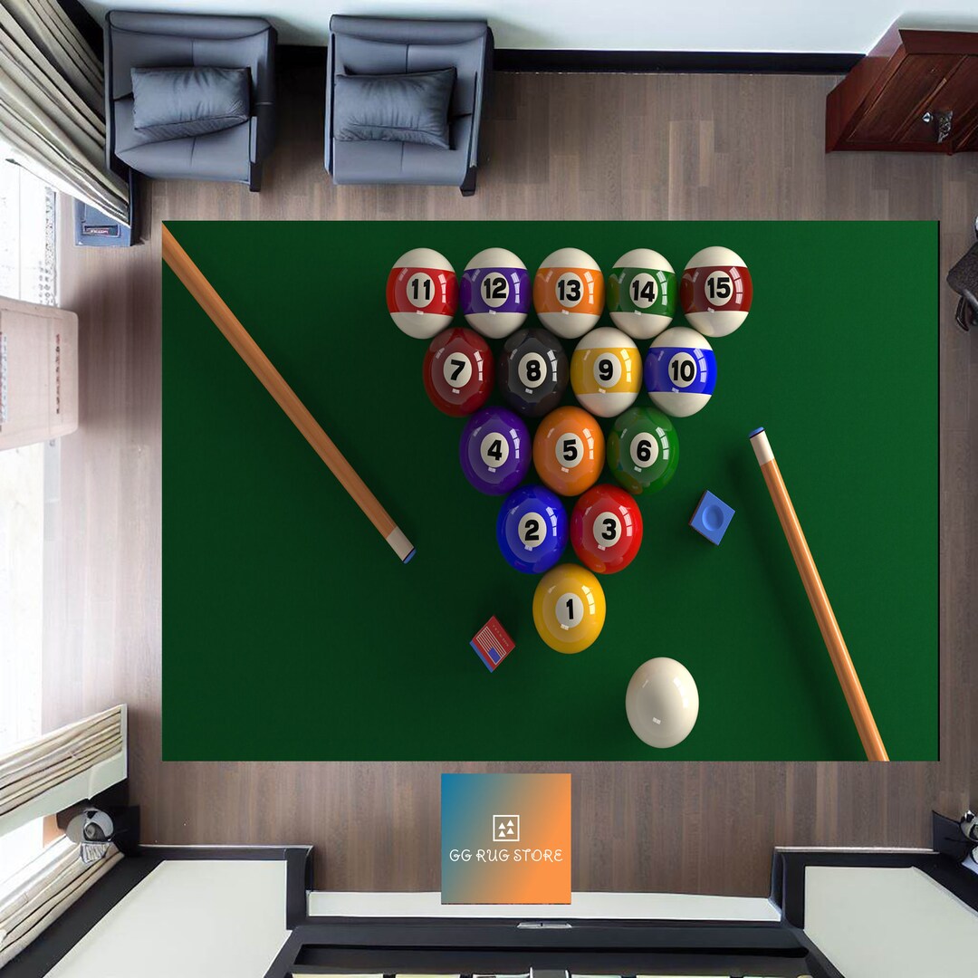 Billiards Rug, Game Rug, Salon Rug, Play Mat, Salon Decor, Billiards ...