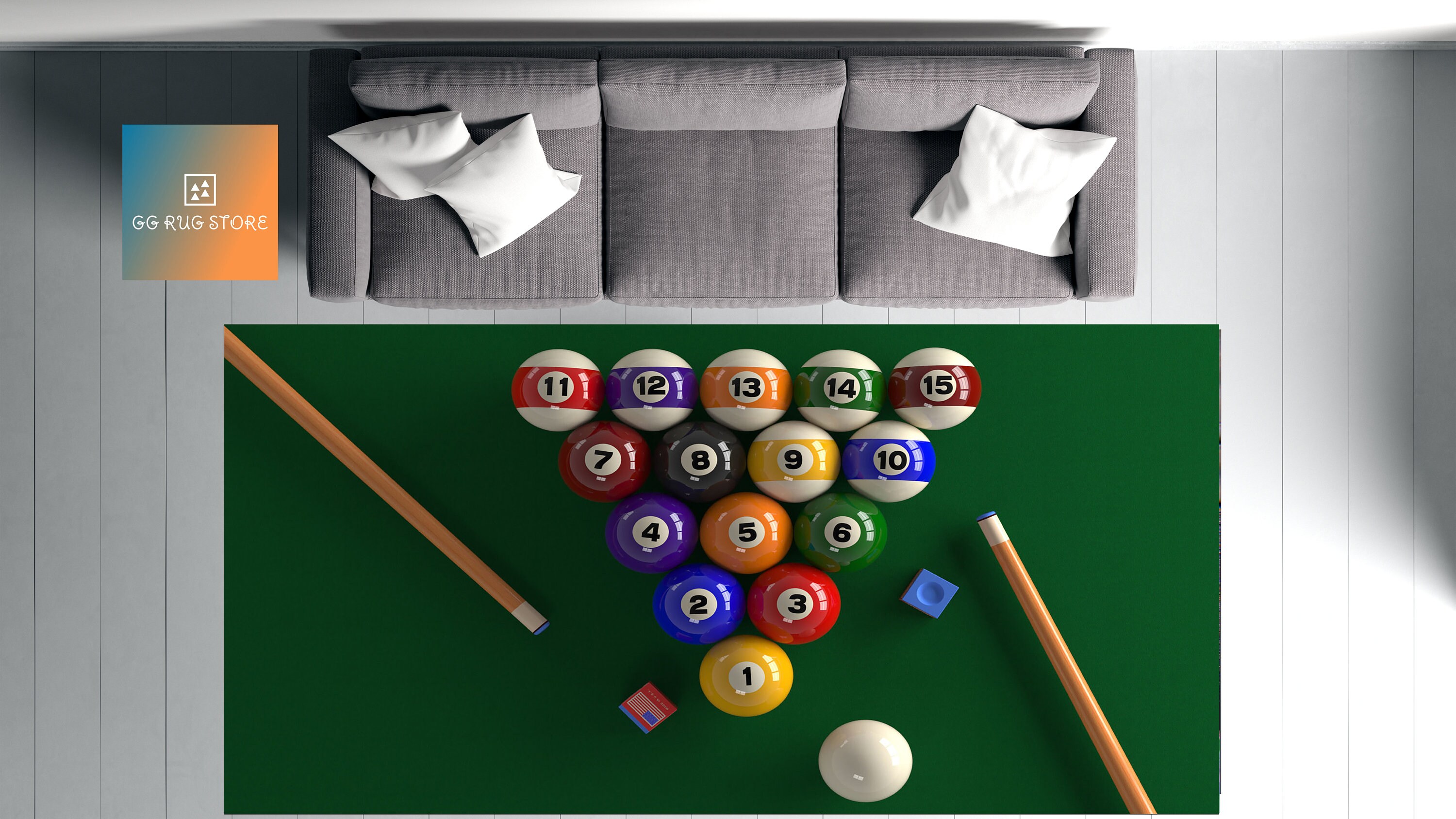 Billiards Rug, Game Rug, Salon Rug, Play Mat, Salon Decor, Billiards ...