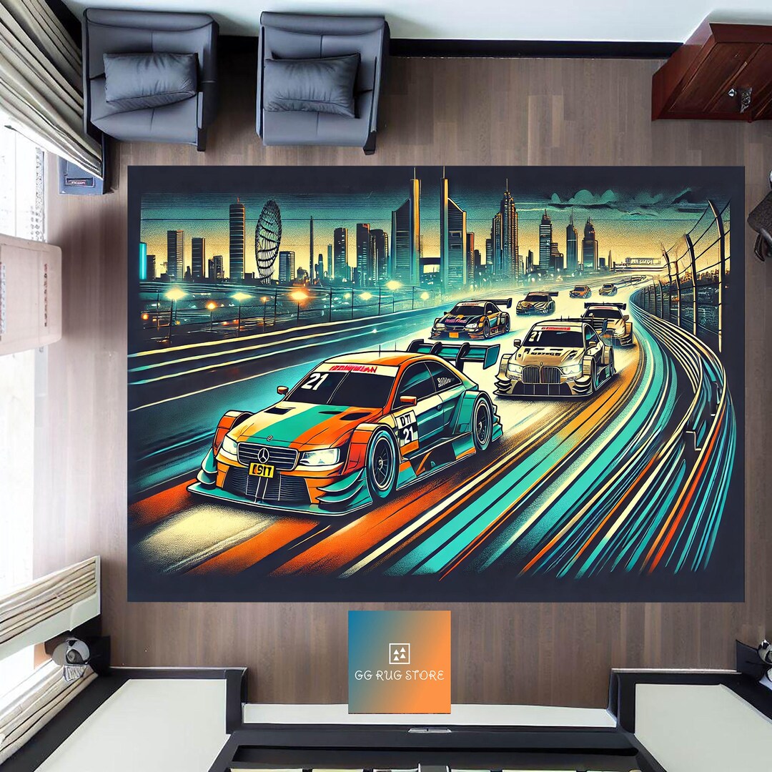 DTM Racing Rug, Motorsport Rug, Dynamic Race Track Design, Automotive ...