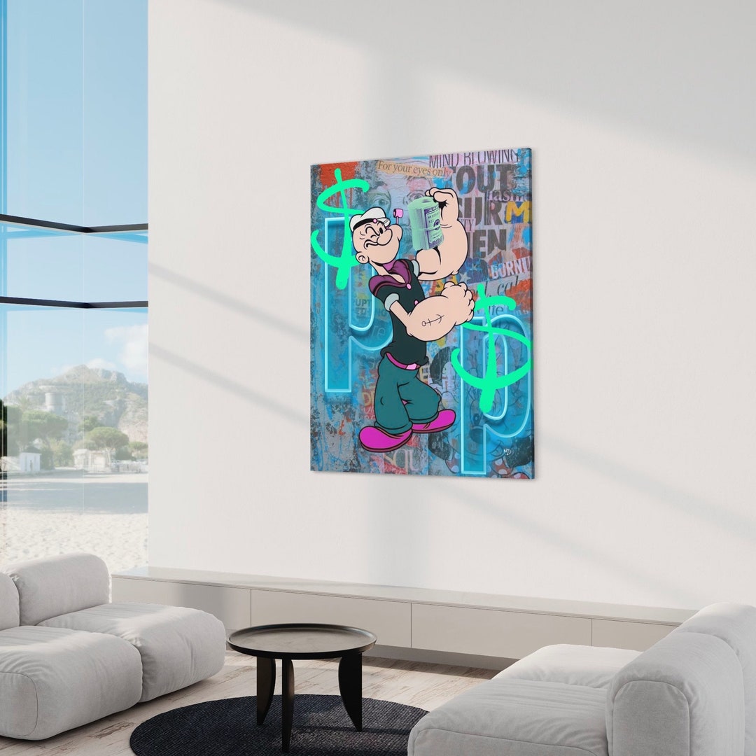 Cartoons Print Street Art Wall Canvas, Pop-eye Cartoons Pop Art Canvas ...