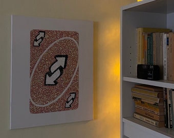 Pink Uno Reverse Rhinestone Canvas Art 28x35cm - Etsy