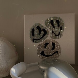 Grey Smiles 20x20cm Bedazzled Custom Painting Art From Rhinestones ...