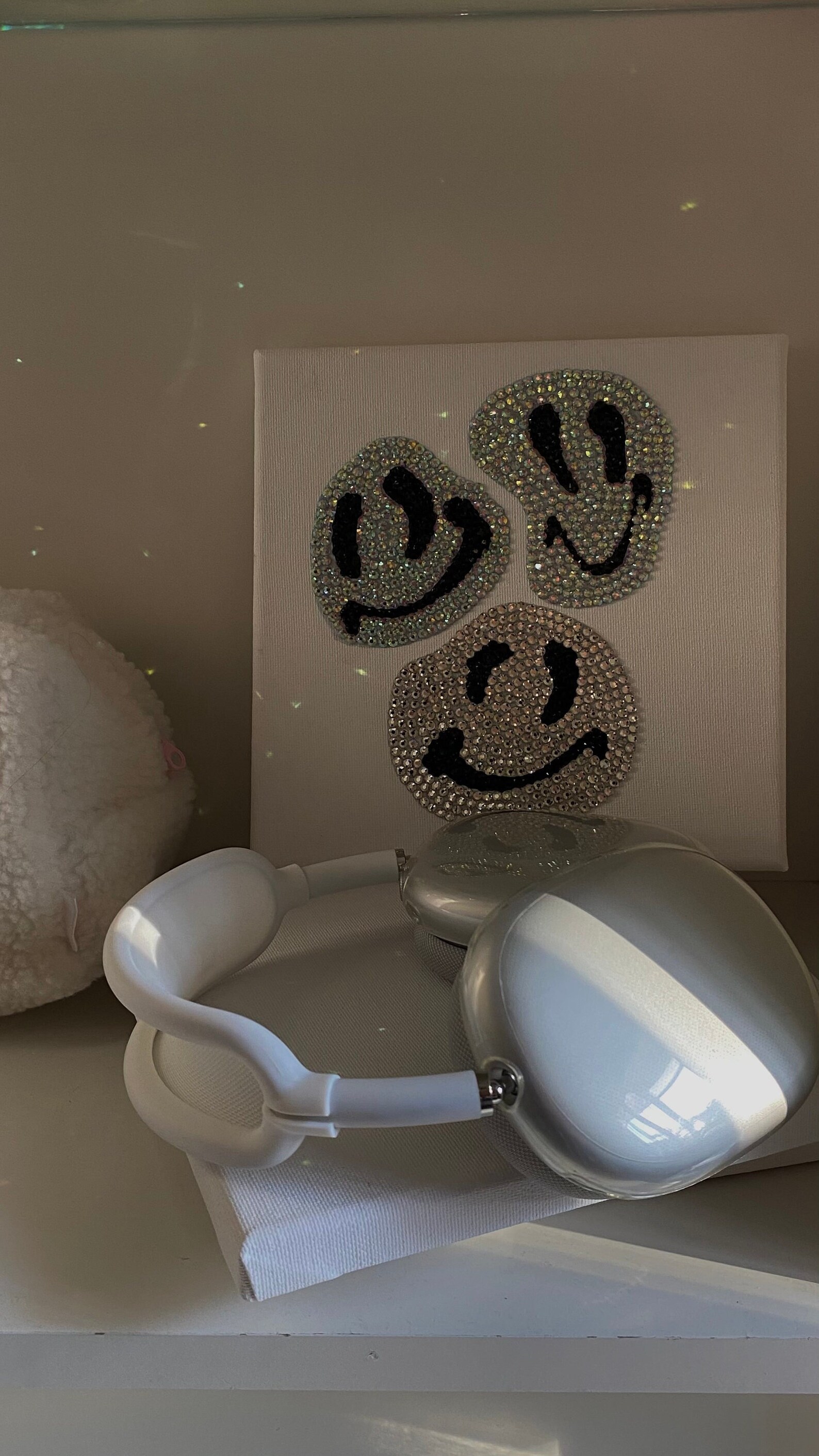 Grey Smiles 20x20cm Bedazzled Custom Painting Art From Rhinestones ...