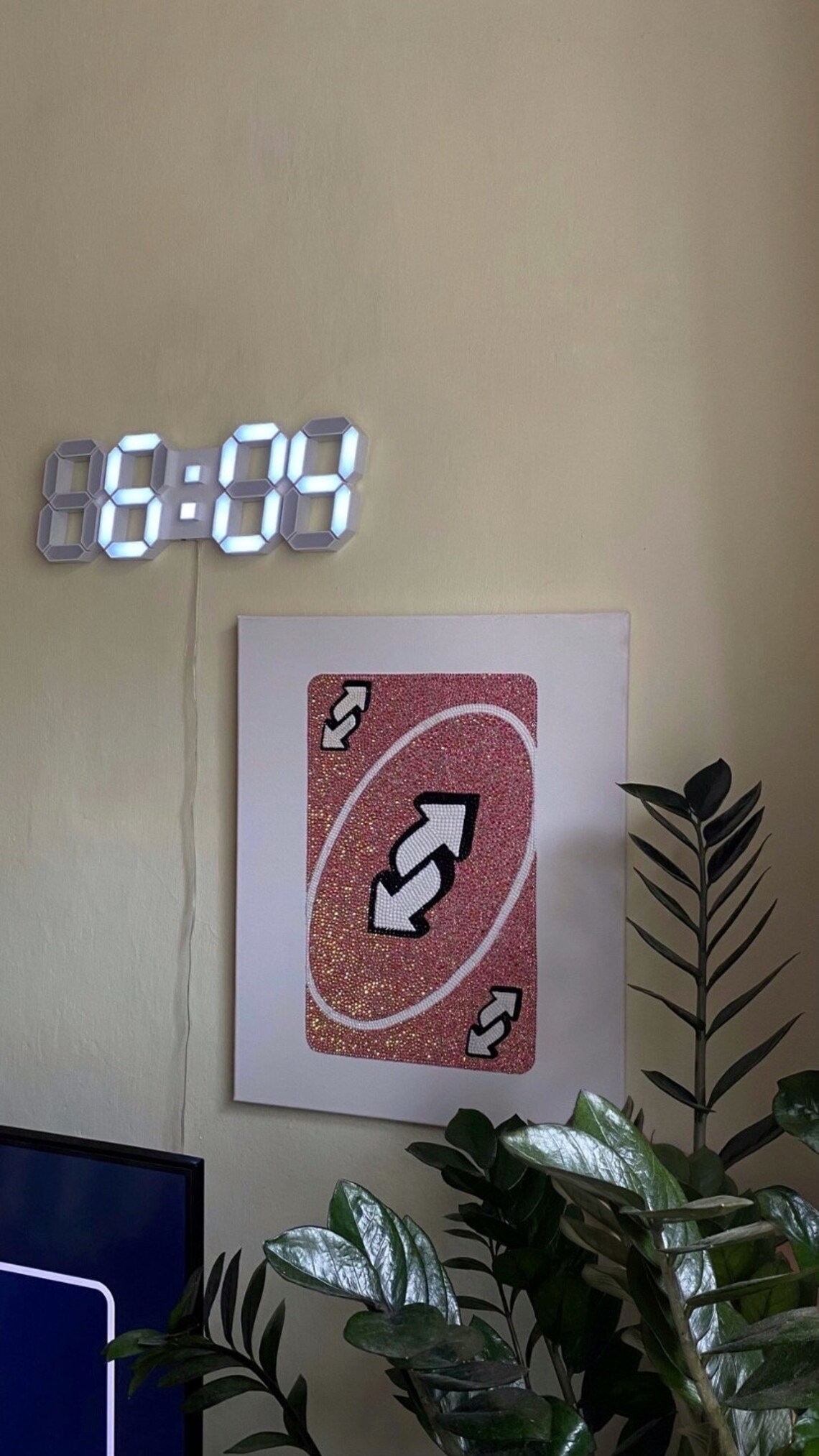 Pink UNO Reverse Card 40x50cm Bedazzled Custom Painting Art From Rhinestones/glitter/crystals ...