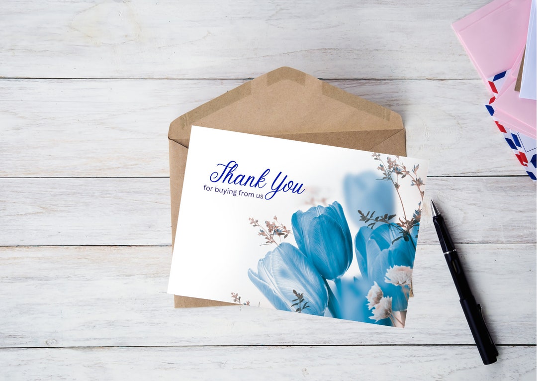 Digital Flower Theme Thank You Cards for Small Business, Printable Card ...