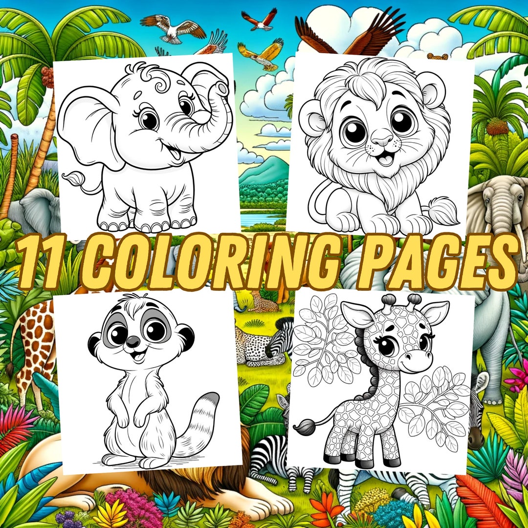 Animal Coloring Pages Africa: Lion, Elephant, Giraffe (download & Print ...
