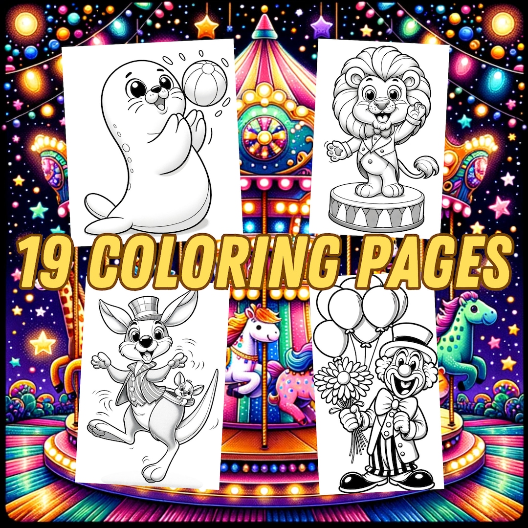 Colorful Circus Coloring Pictures for Children, Artists and Animals ...