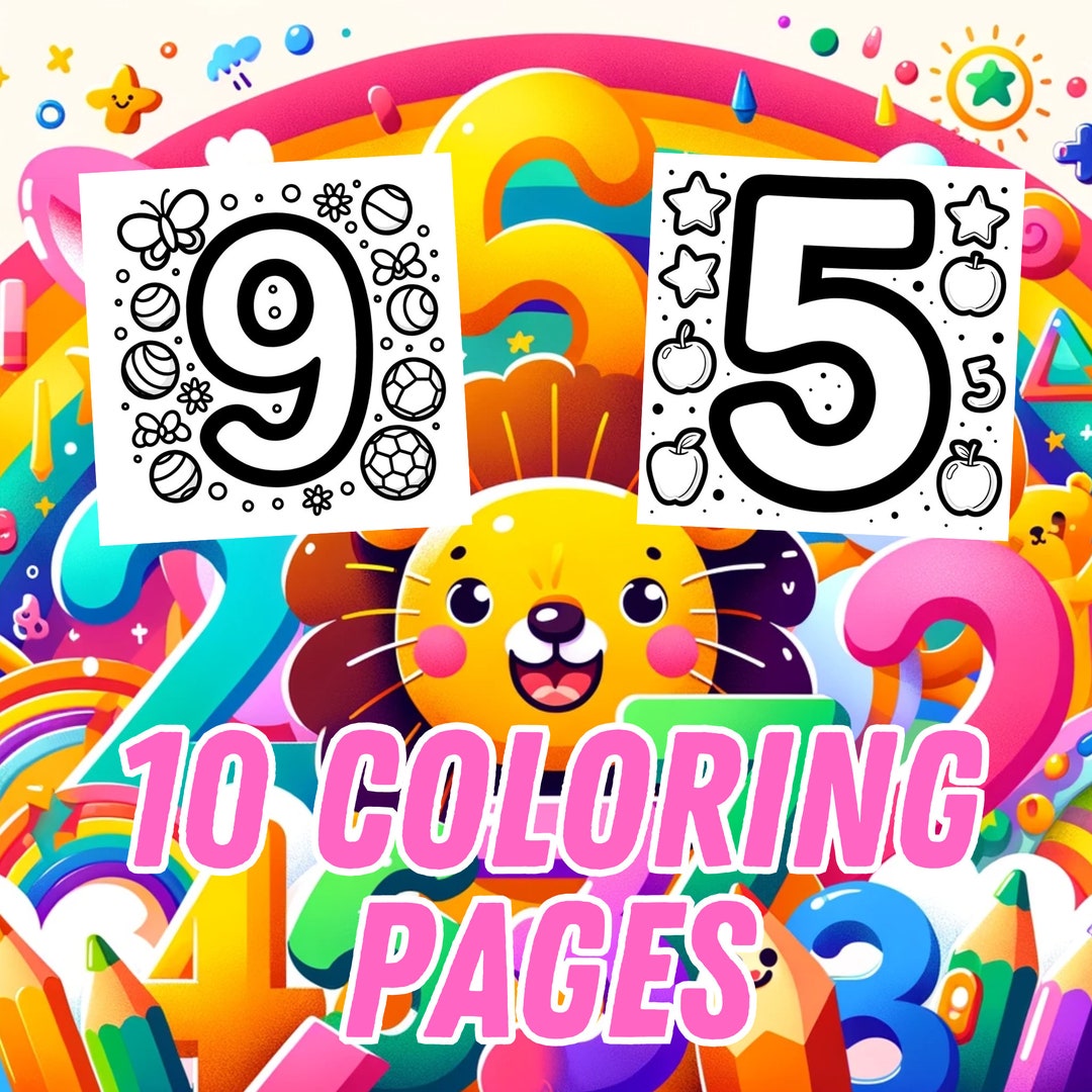 Children's Coloring Book Numbers One to Ten, Playful Learning of ...