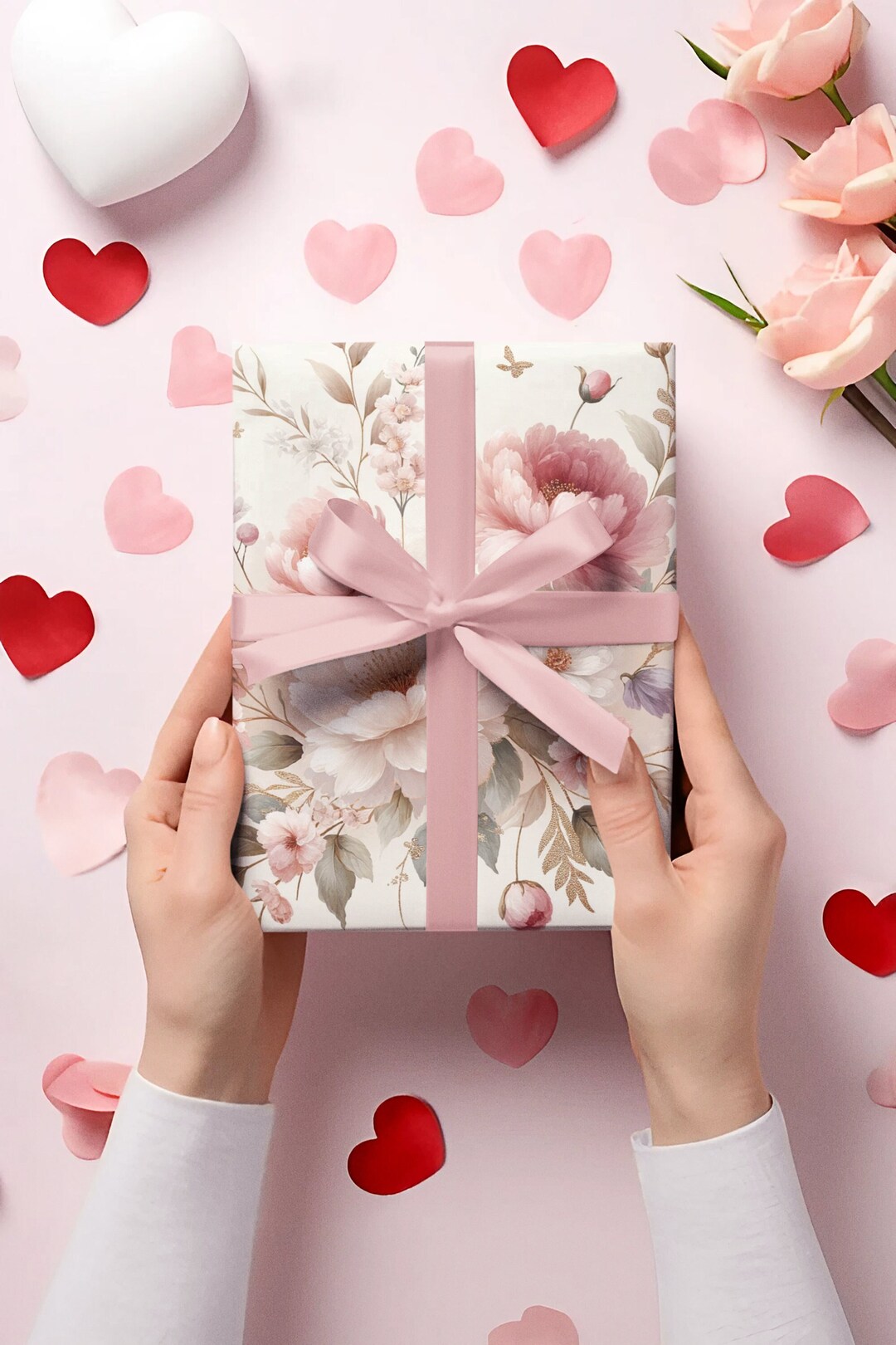 Floral Elegance Wrapping Paper Sizes 30x36, 30x72, 30x180 Romantic ...