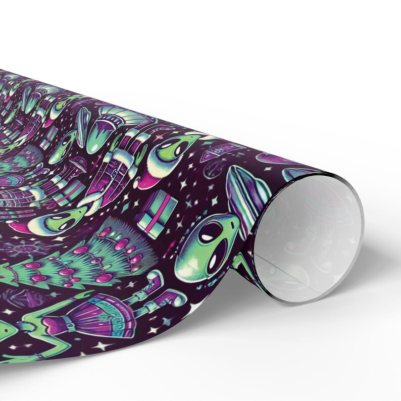 Alien Christmas Wrapping Paper I Holiday Gift Wrap I Space and UFO ...