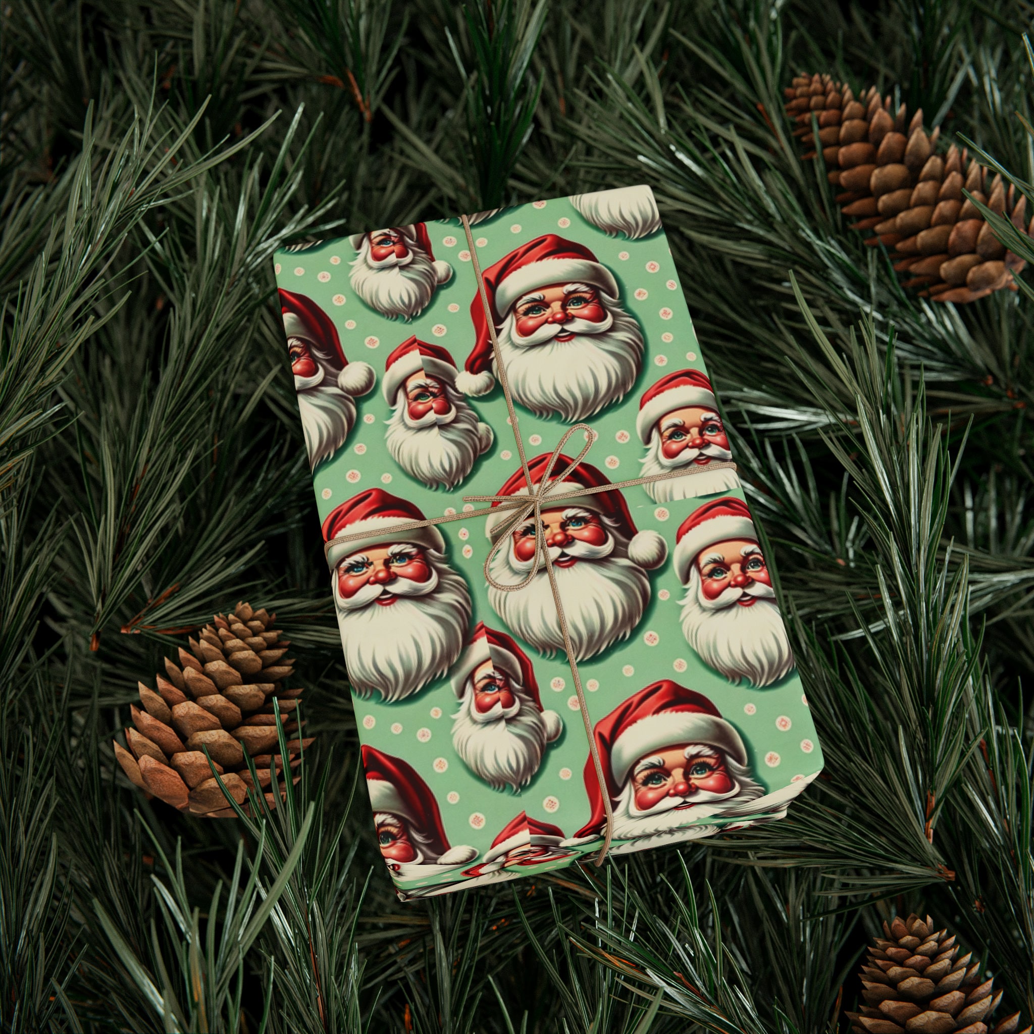 Retro Santa Claus Wrapping Paper I Christmas Gift Wrap I Holiday Gift ...