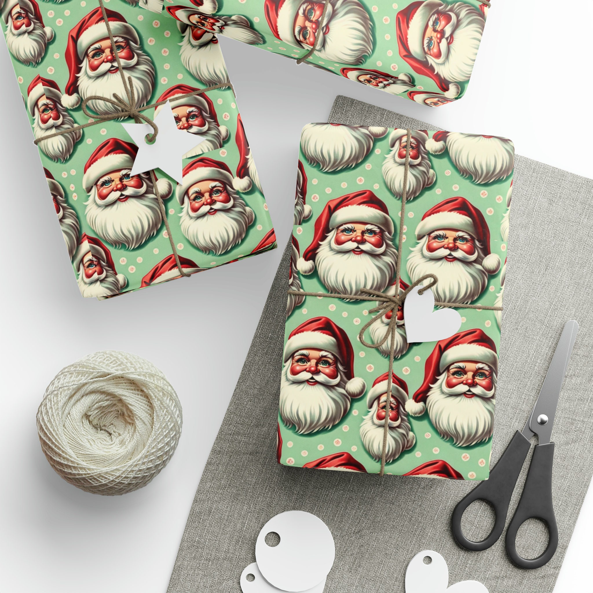 Retro Santa Claus Wrapping Paper I Christmas Gift Wrap I Holiday Gift ...