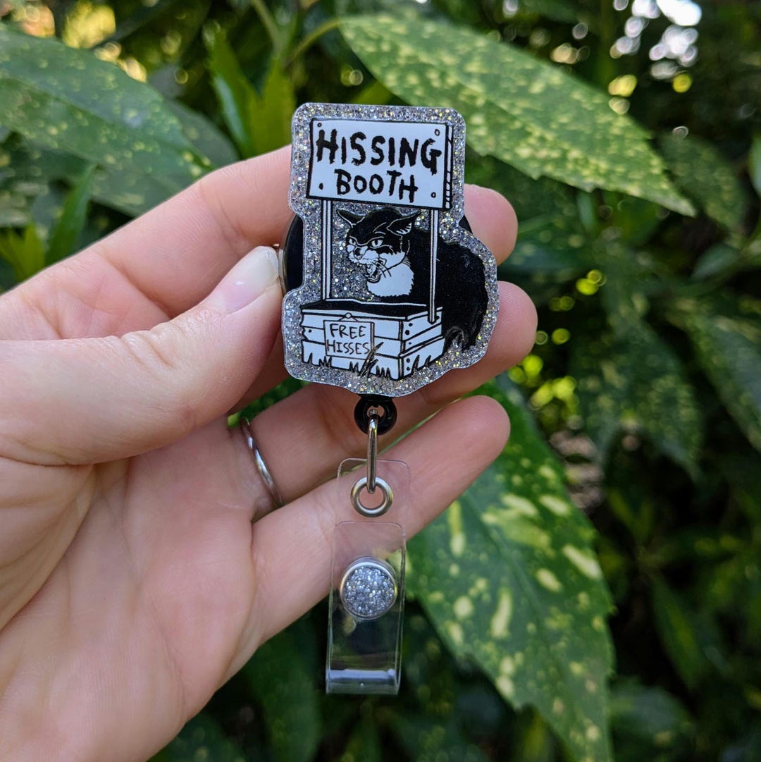 Funny Black Cat Hissing Booth Badge Reel - Etsy
