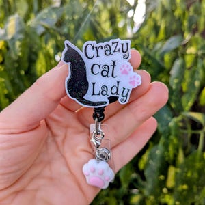 Crazy Cat Lady With Paws Charm Badge Reel - Etsy