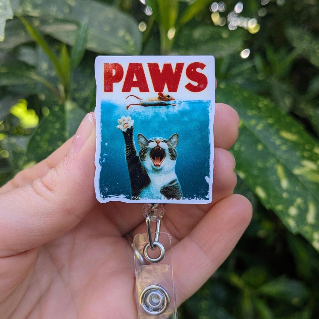 Funny Jaws Paws Cat Mouse Badge Reel - Etsy