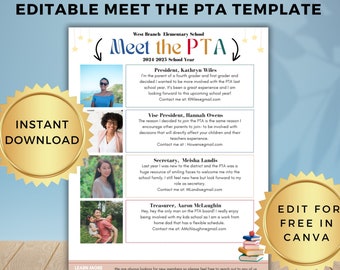 Editable Meet the PTA Template, Meet the PTO Flyer, Volunteer Board ...