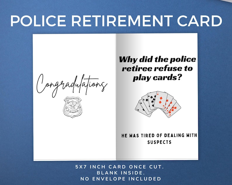 Police Retirement Card, Police Retirement Gift, Printable Retiring ...