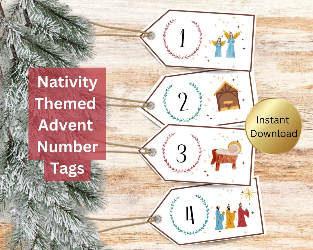 Printable Advent Gift Tags, Printable Kids Advent Christmas Activity ...