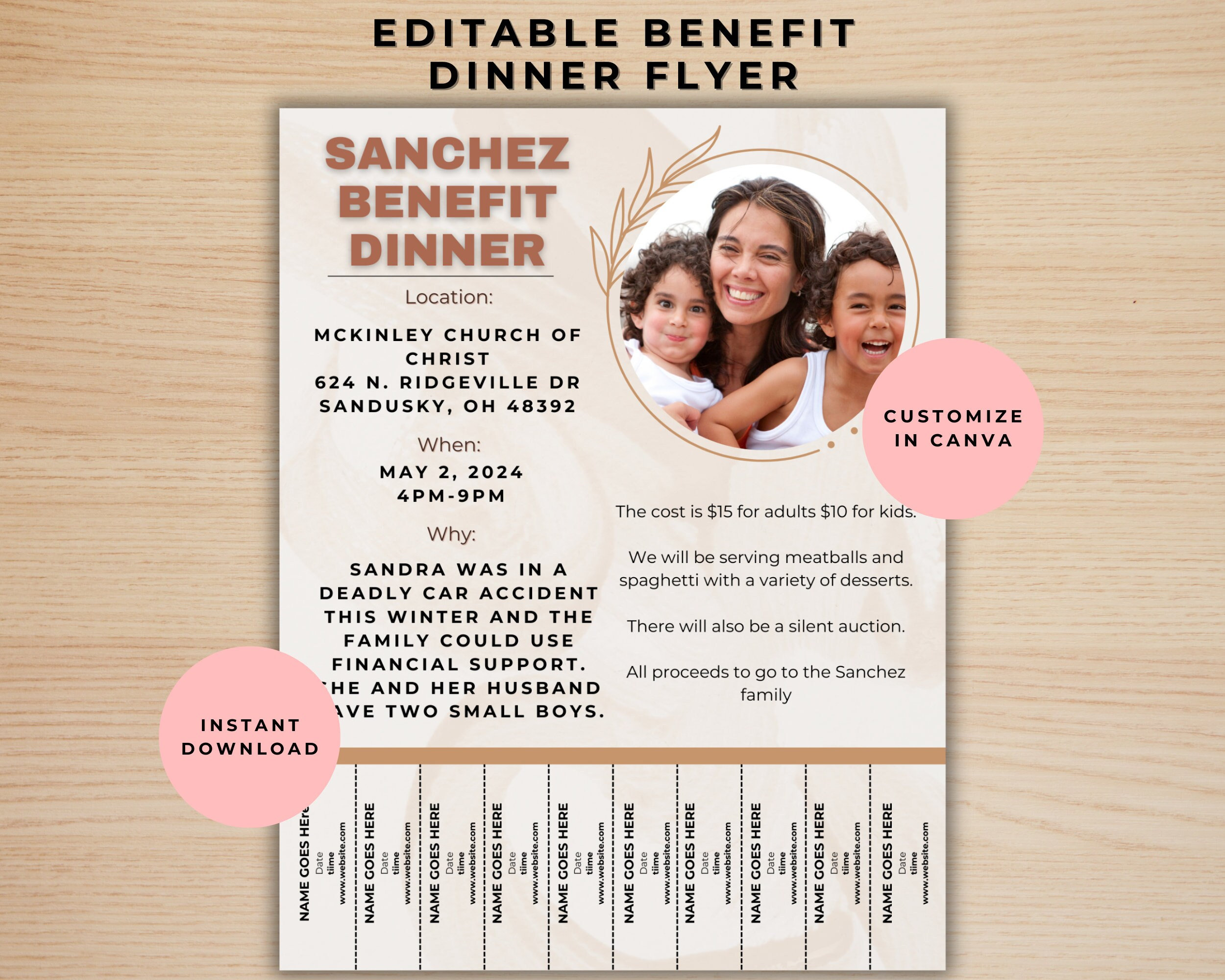 Editable Benefit Dinner Flyer, Custom Charity Event Flyer, Spaghetti ...