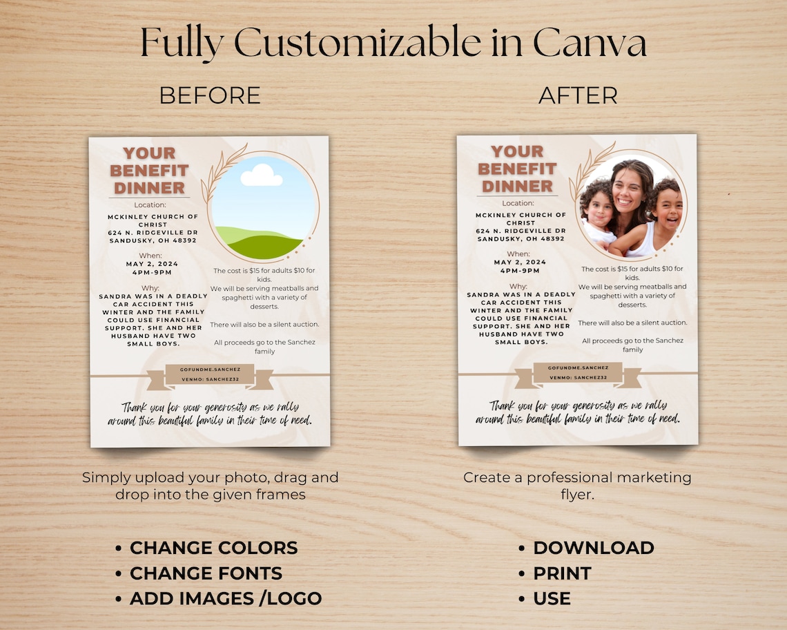 Editable Benefit Dinner Flyer, Custom Charity Event Flyer, Spaghetti ...