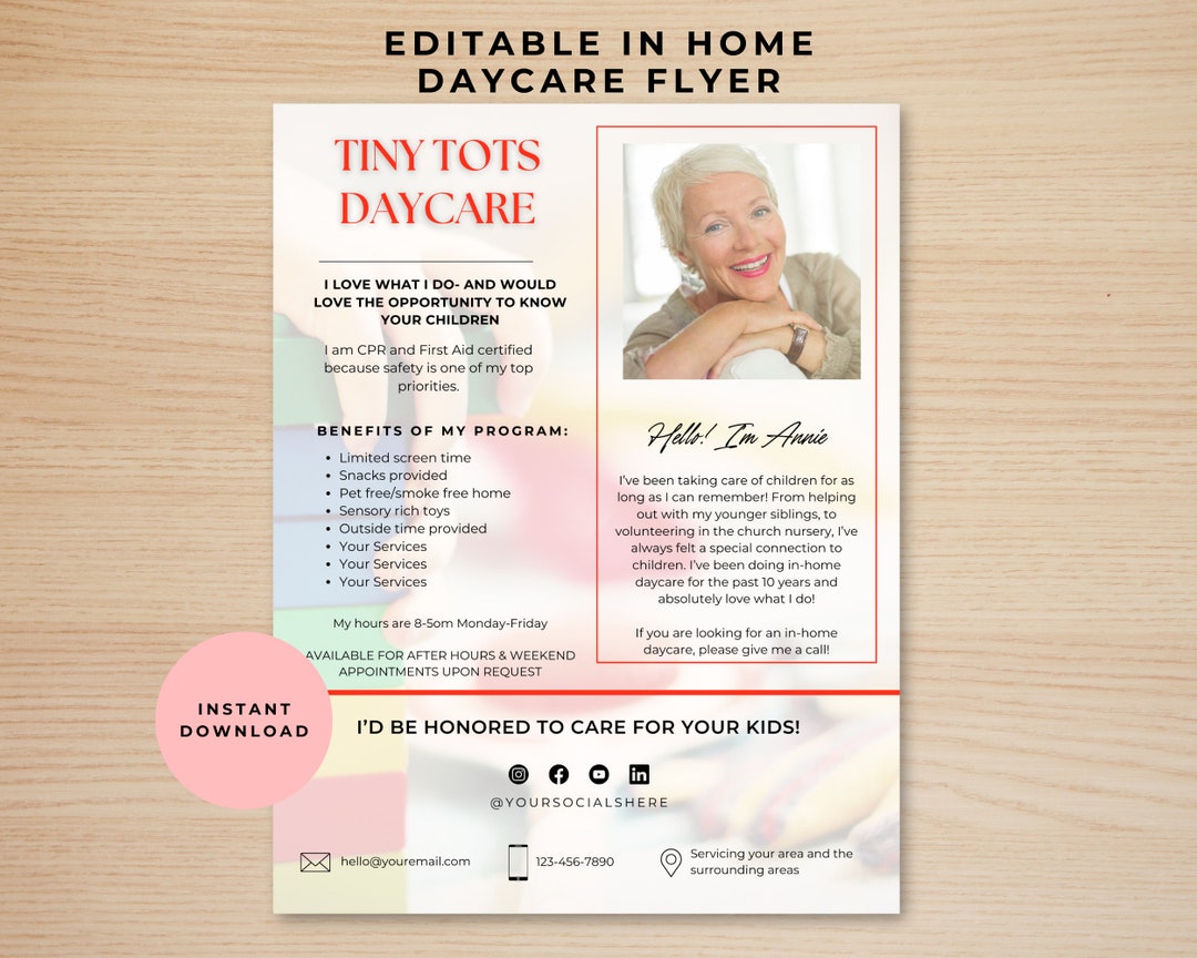 Editable Home Day Care Flyer, Professional Day Care Advertisement ...