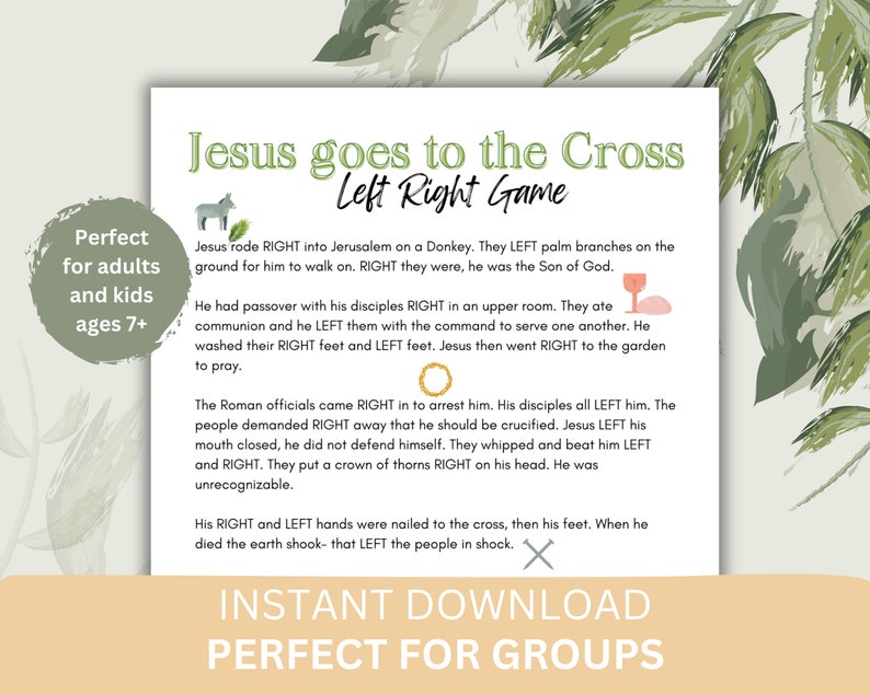 Church Left Right Game, Pentecost Monday Activity, Christian Summer ...