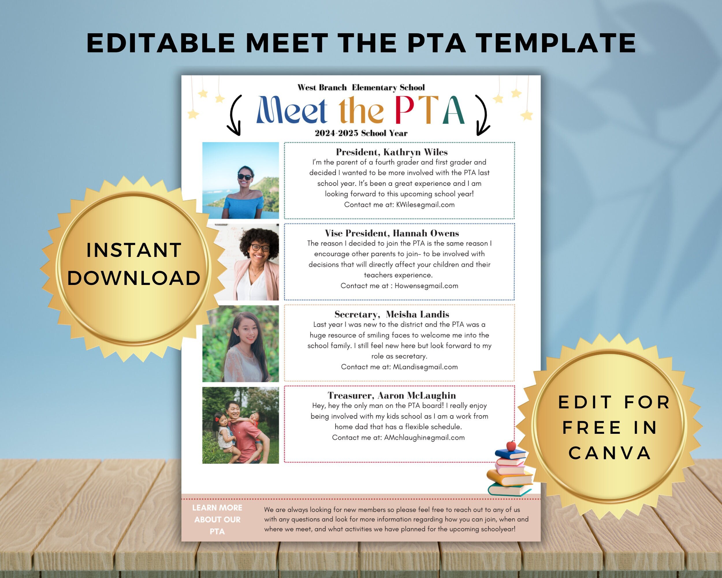 Editable Meet the PTA Template, Meet the PTO Flyer, Volunteer Board ...