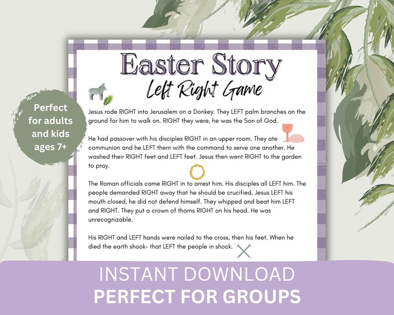 The Easter Story Left Right Game, Holy Week Activity, Christian Easter ...
