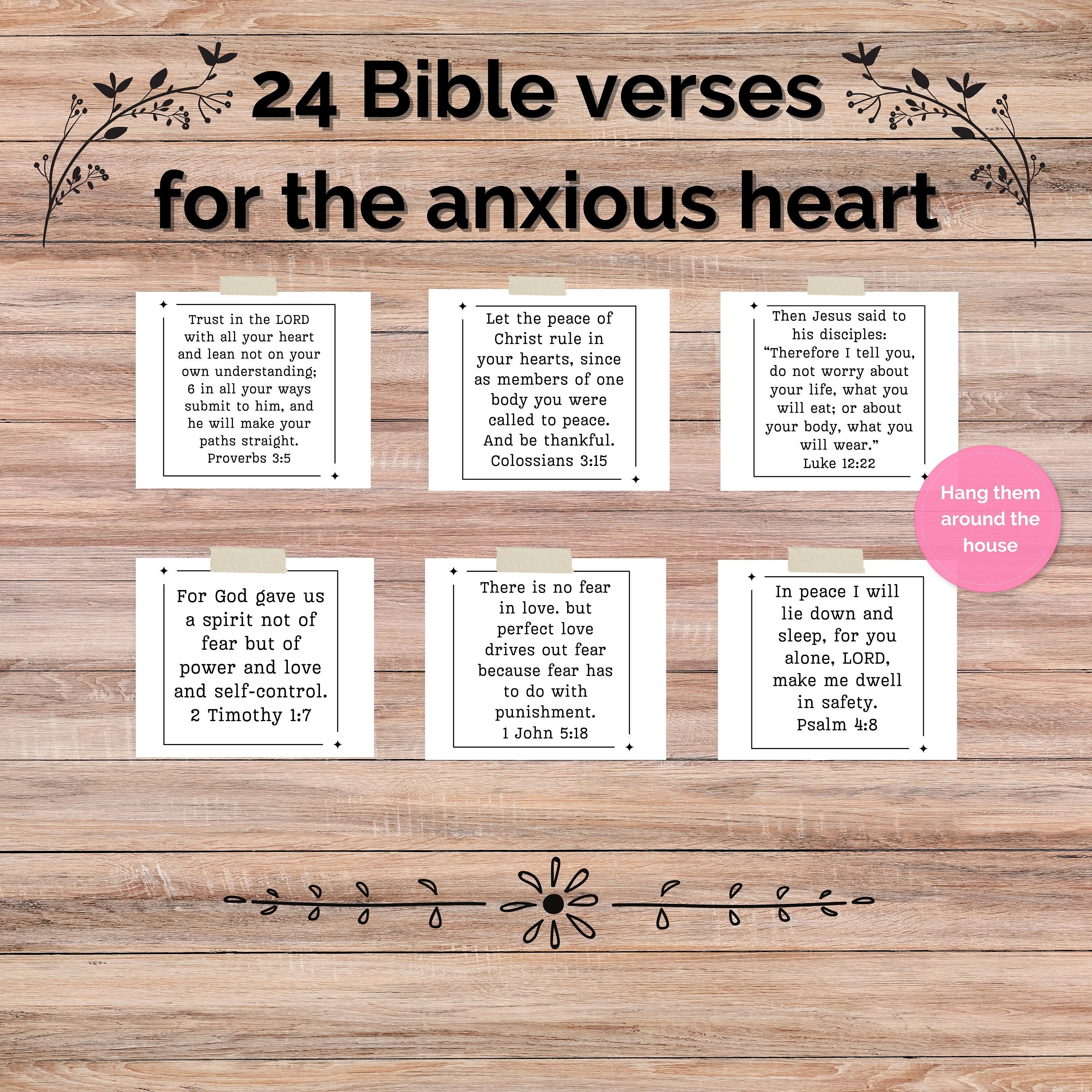 Bible Scripture Cards Printable, Gift for Those With Worry and Anxiety ...