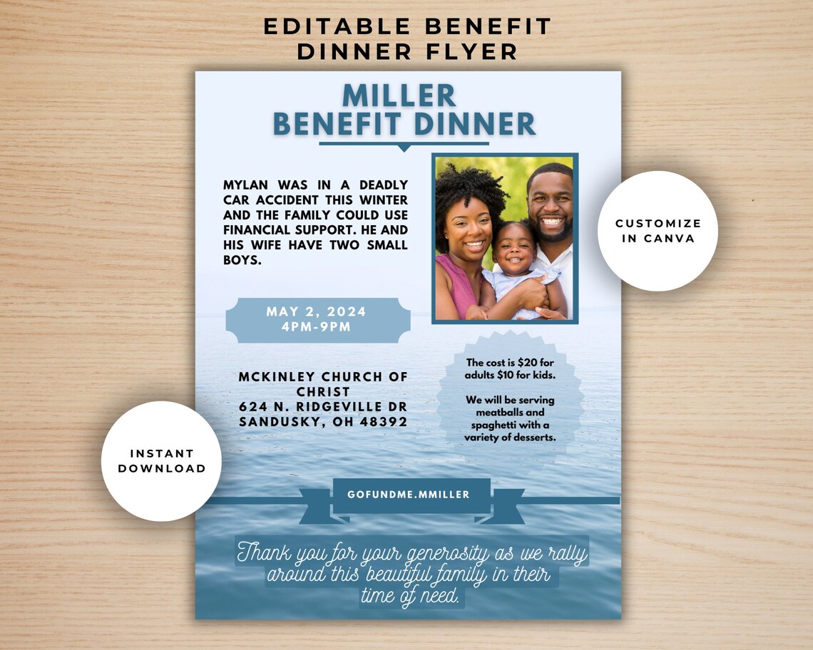 Editable Benefit Dinner Flyer, Custom Charity Event Flyer, Spaghetti ...
