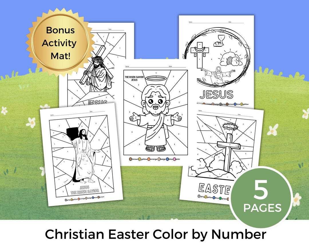 Christian Easter Color by Number Coloring Pages, Kids Easter Coloring ...