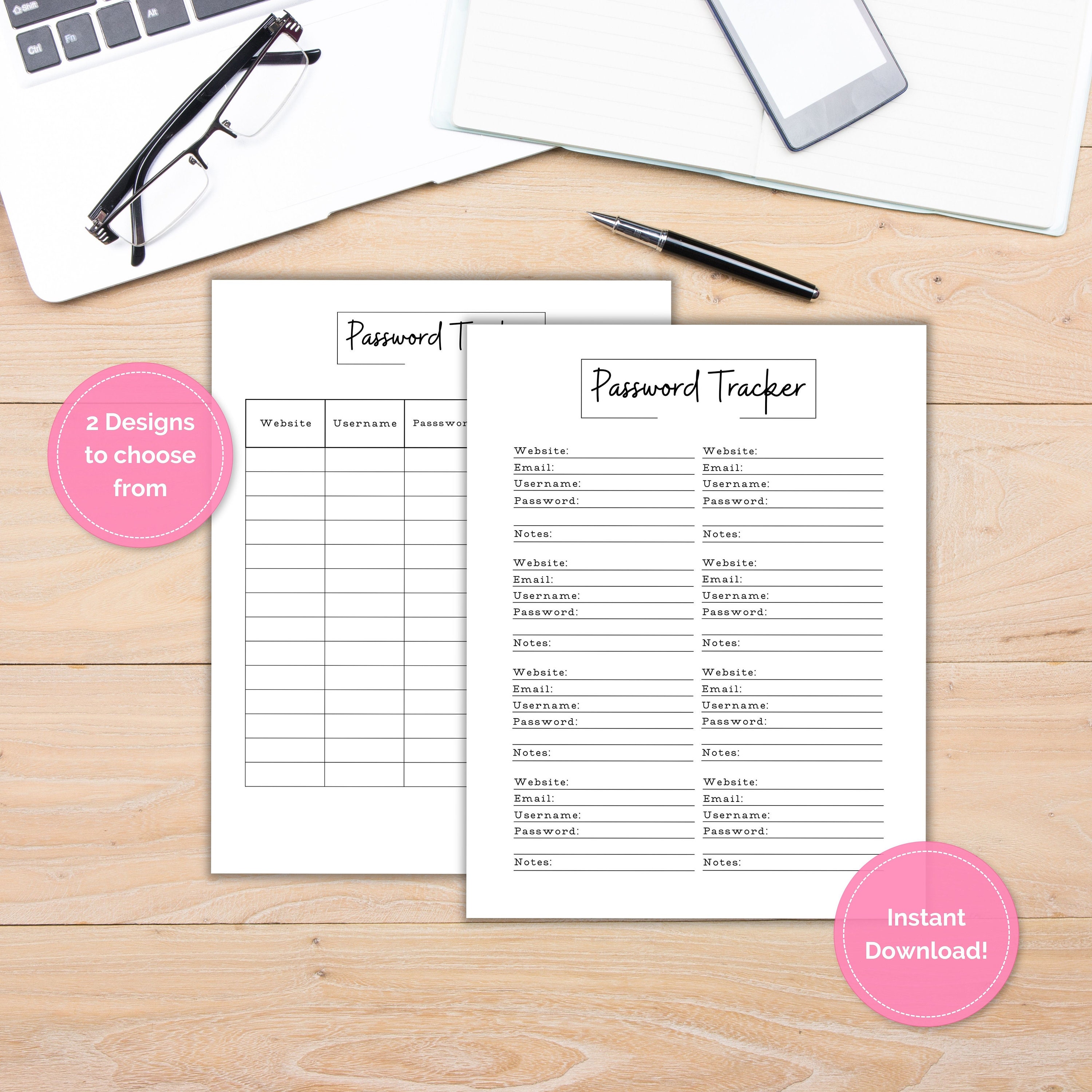 Password Tracker Printable, Password Log With Extra Spaces for Updated ...