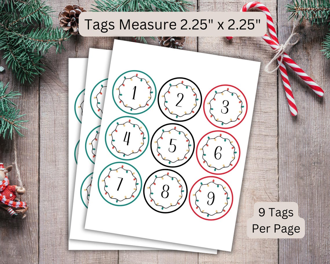 Advent Tags, Advent Calendar Gift Tags, Printable DIY Advent Calendar ...