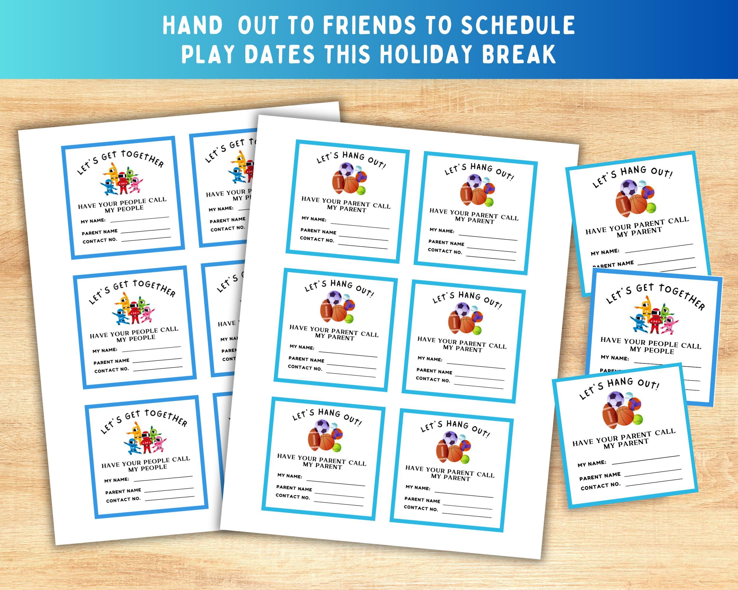 Editable Playdate Cards for Kids, Keep in Touch Cards, Kids Business ...