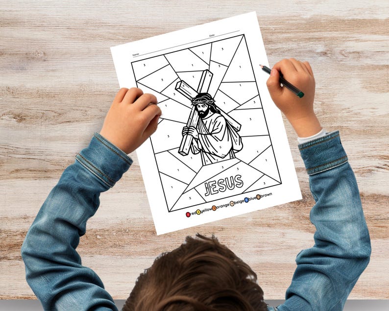 Christian Easter Color by Number Coloring Pages, Kids Easter Coloring ...