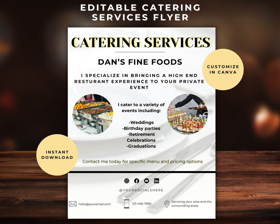 Editable Catering Services Flyer, Custom Catering Event Flyer, Food ...