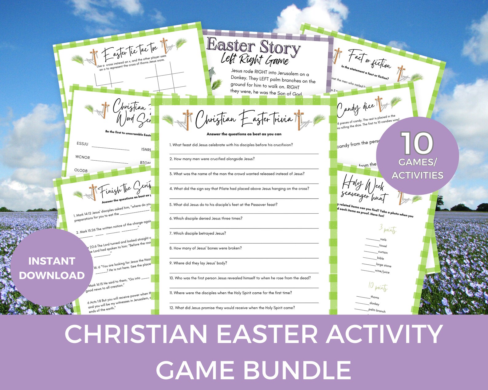 Christian Easter Activity Bundle, Youth Group Easter Idea, Bible Trivia ...